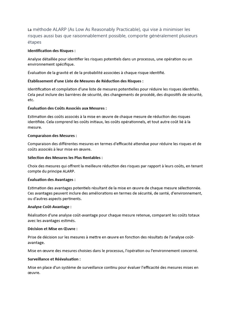 Méthode ALARP : Gestion des Risques | PDF | Risque | Analyse coût-avantage