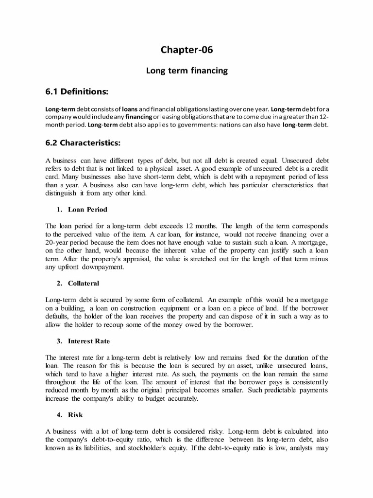 Long Term Financing | PDF