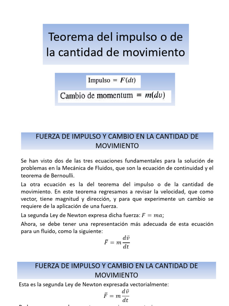 01-Teorema Del Impulso y de La Cantidad de Movimiento | PDF | Fuerza | Ecuaciones