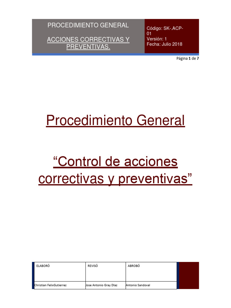 Acciones Correctivas y Preventivas | PDF | Auditoría