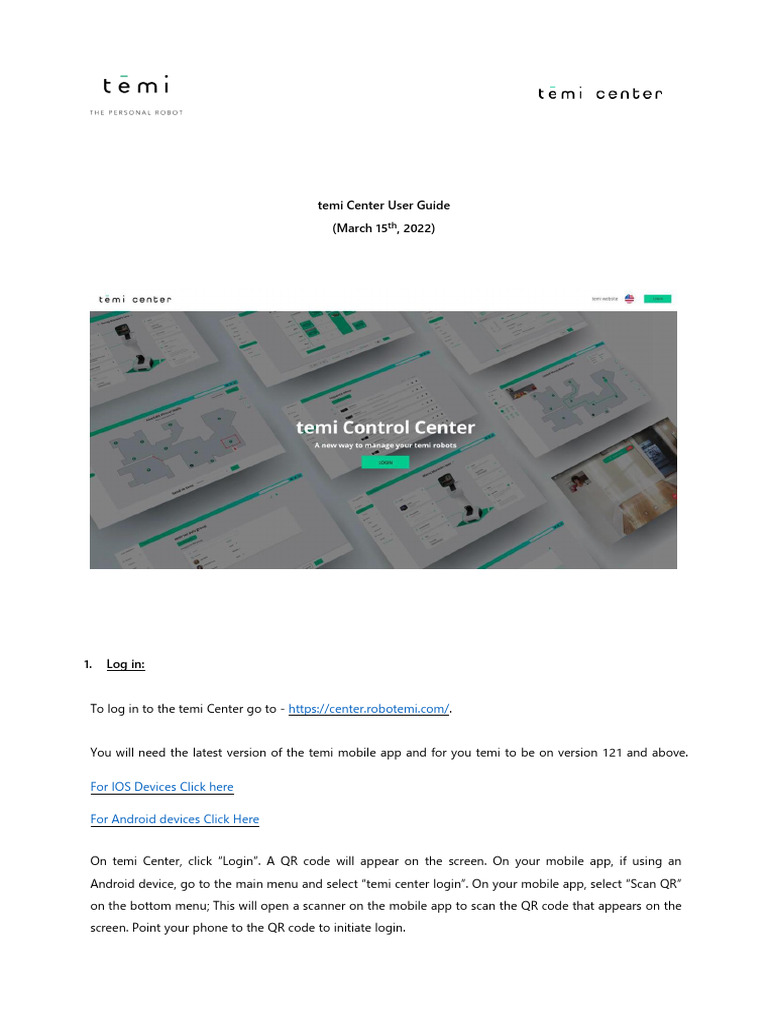Temi Center User Guide | PDF | Qr Code | Android (Operating System)