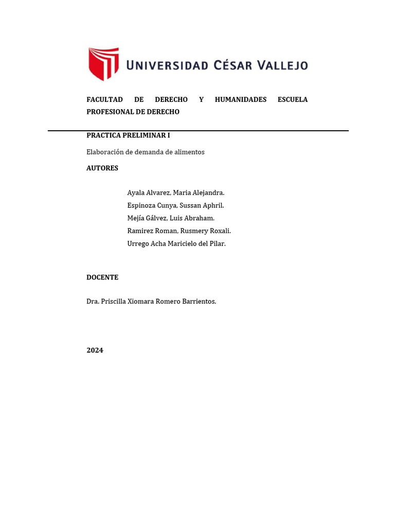 Demanda de Alimentos - Practica I-1 | PDF | Demanda judicial | Justicia