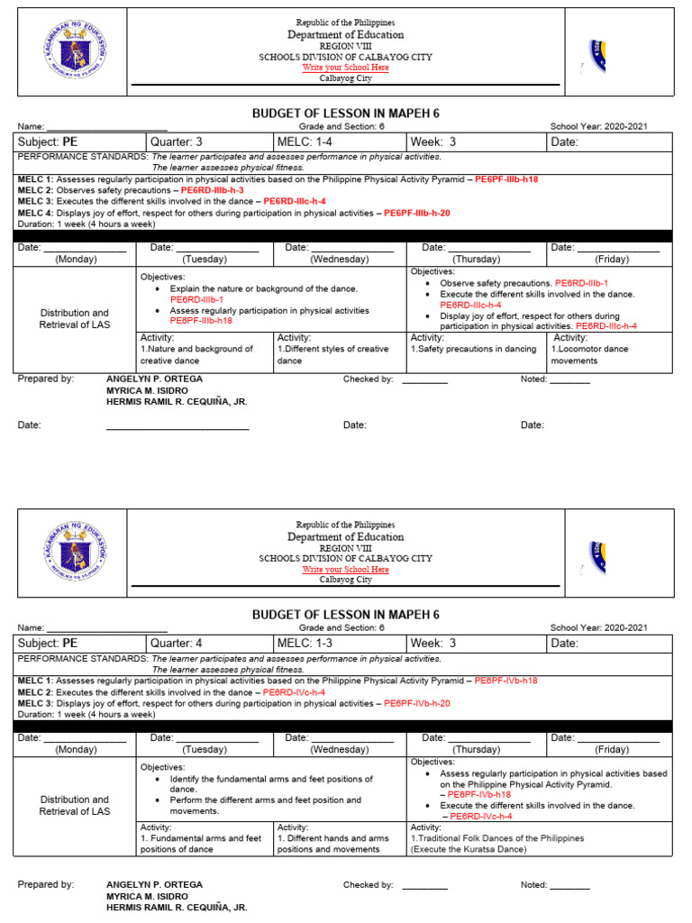 Q3 & Q4 Week 3 Mapeh-Pe Bol | PDF