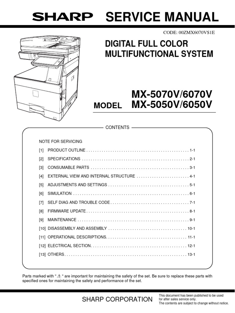 Sharp MX-5070V Service Manual | PDF | Electrical Connector | Screw
