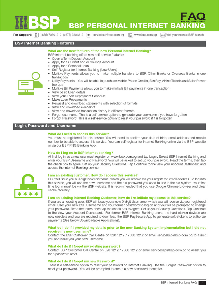 Bsp-Internet-Banking Faq 260423 | PDF