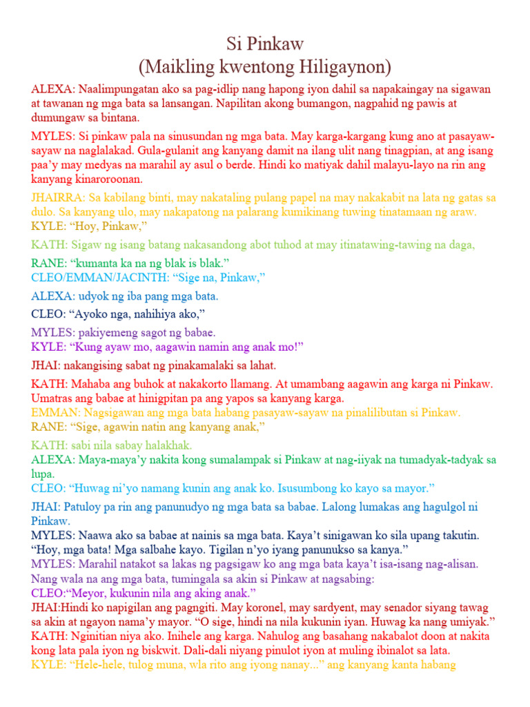 Si - Pinkaw - Maikling - Kwentong - Hiligaynon (SCRIPT) | PDF