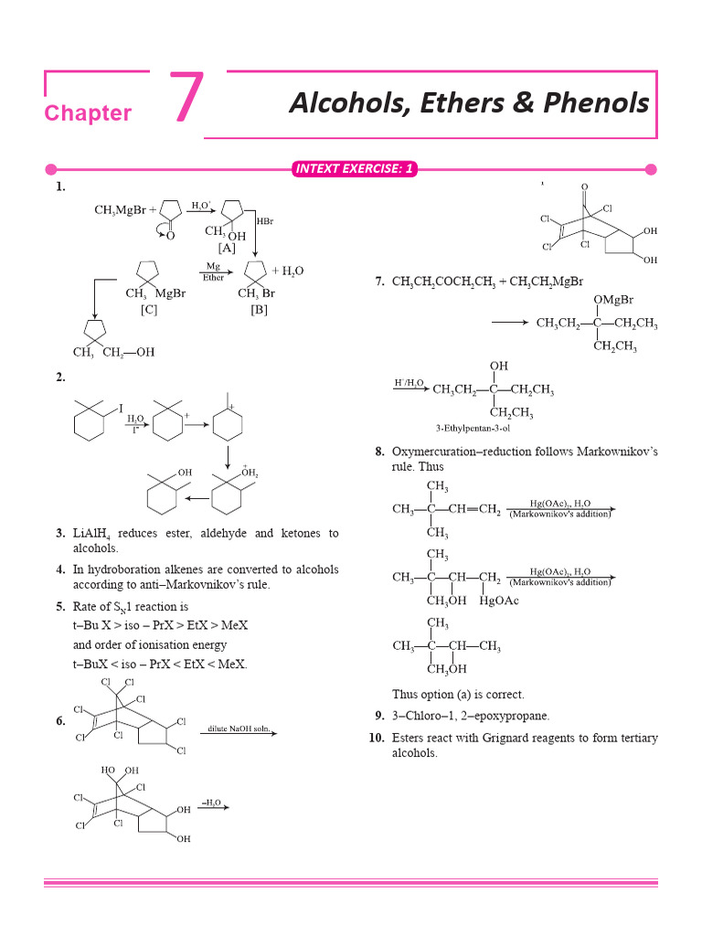 7 - Alcohols, Ethers - Phenols (Engg) Sol - Final | PDF | Methyl Group | Chemical Reactions