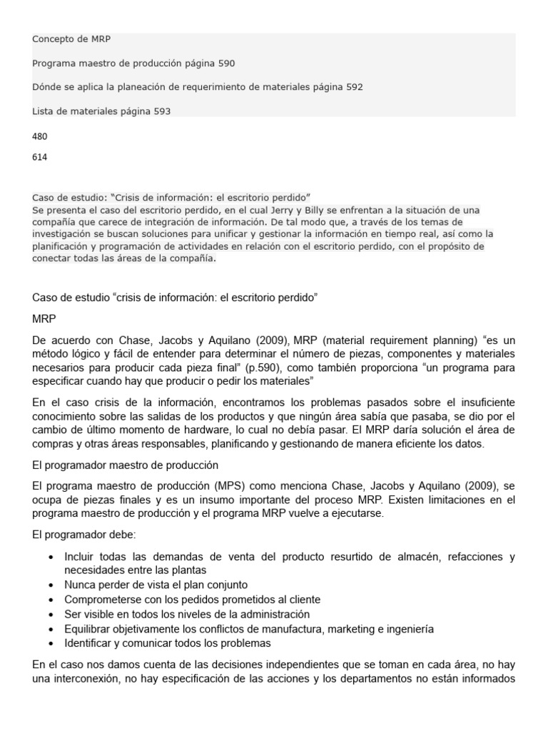 Concepto de MRP | PDF | Planificación | Marketing