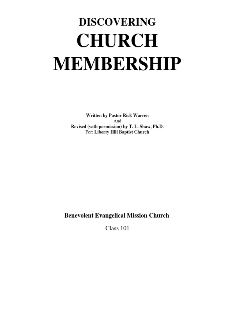 101 Discovering Church Membership | PDF | Baptism | Hell