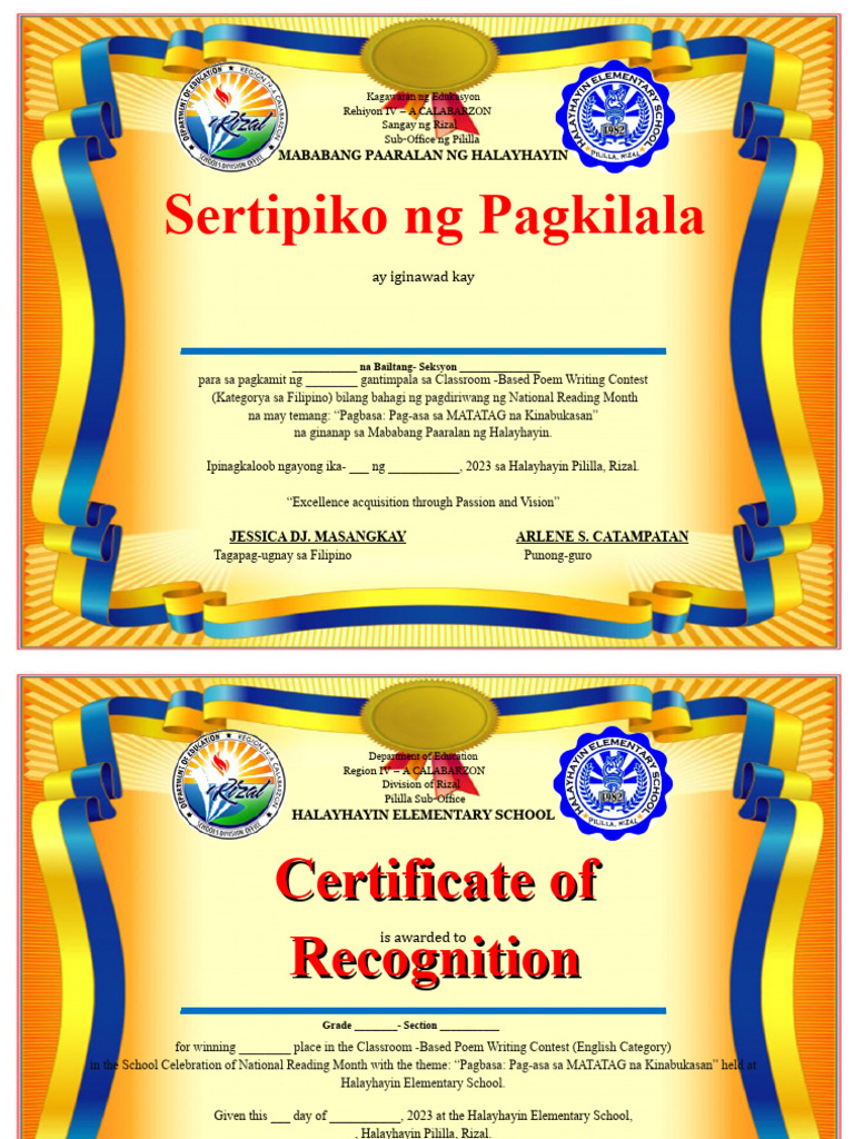 Certificate - Paggawa NG Tula | PDF