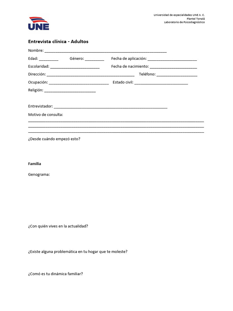 Entrevista Adulto | PDF | Sicología | Ciencias del comportamiento