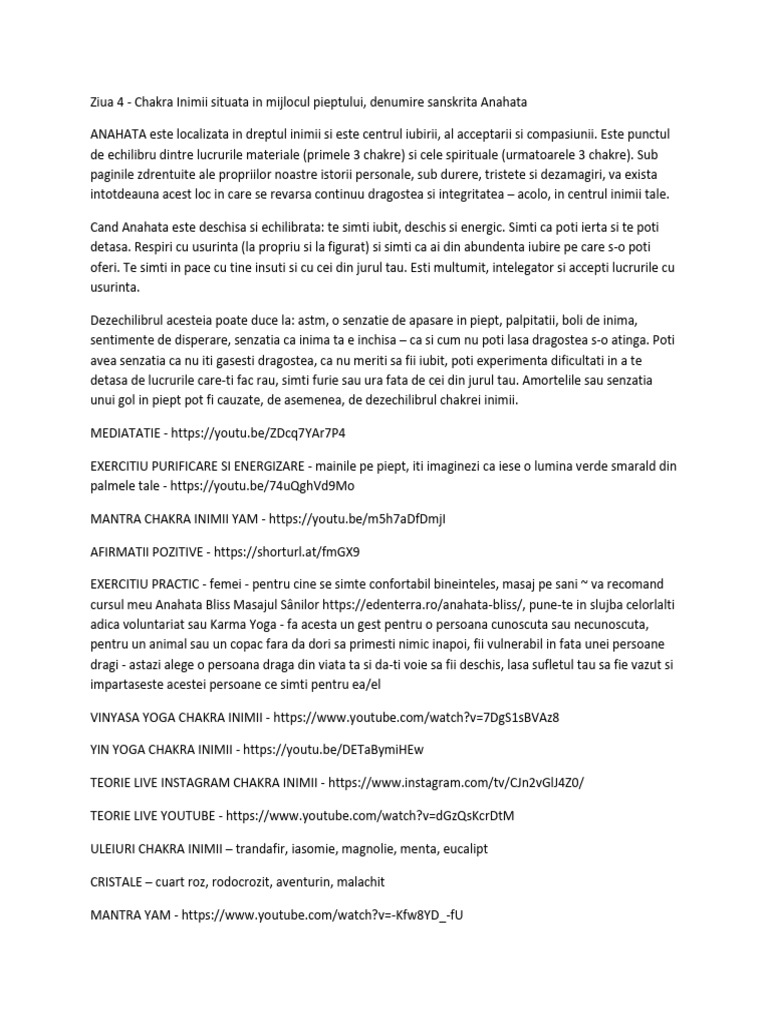 Ziua 4 - Chakra Inimii | PDF