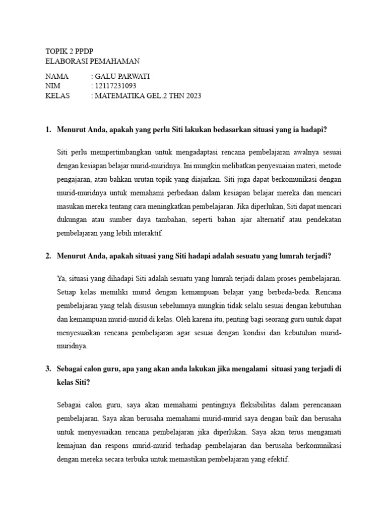 Topik 2 PPDP Elaborasi Pemahaman | PDF | Karier & Perkembangan