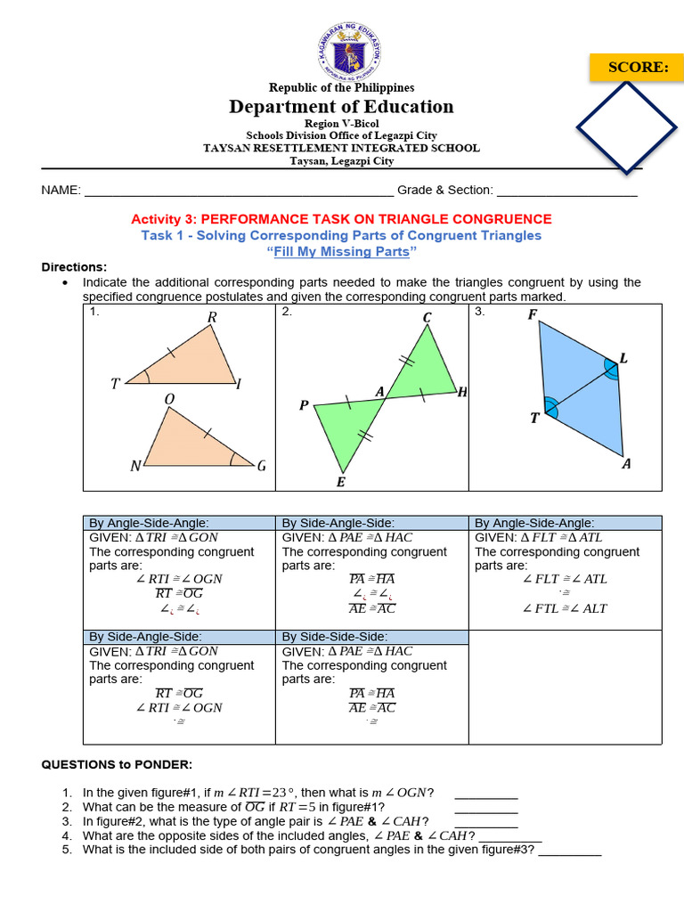 MATHEMATICS 8 QUARTER III - ACTIVITY 5 | PDF | Classical Geometry ...