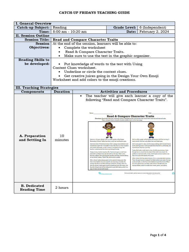 READING (Independent) Lesson 1 | PDF
