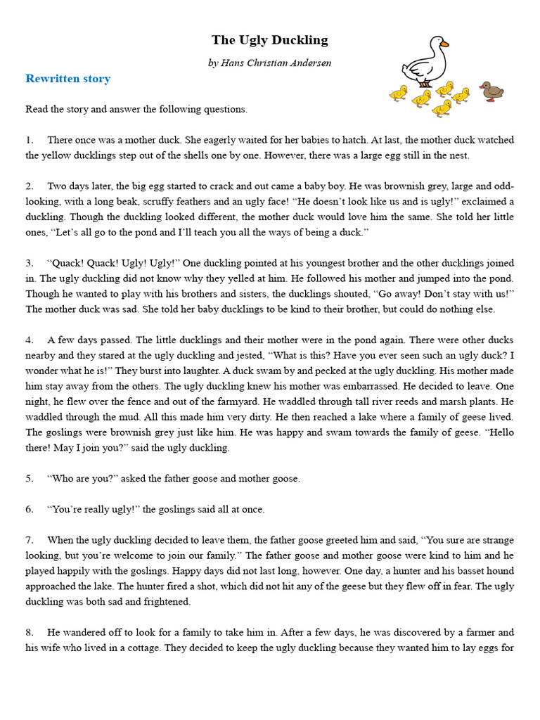 The Ugly Duckling: A Rewritten Tale | PDF | The Ugly Duckling | Goose