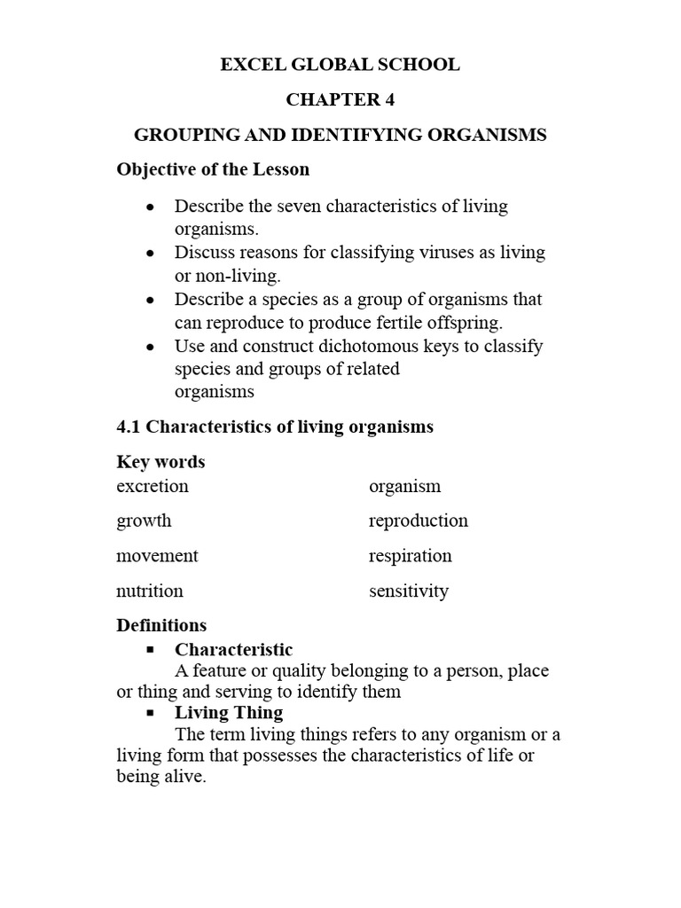 Chapter 4 Grouping And Identifying Organisms Notes Pdf Virus Species 