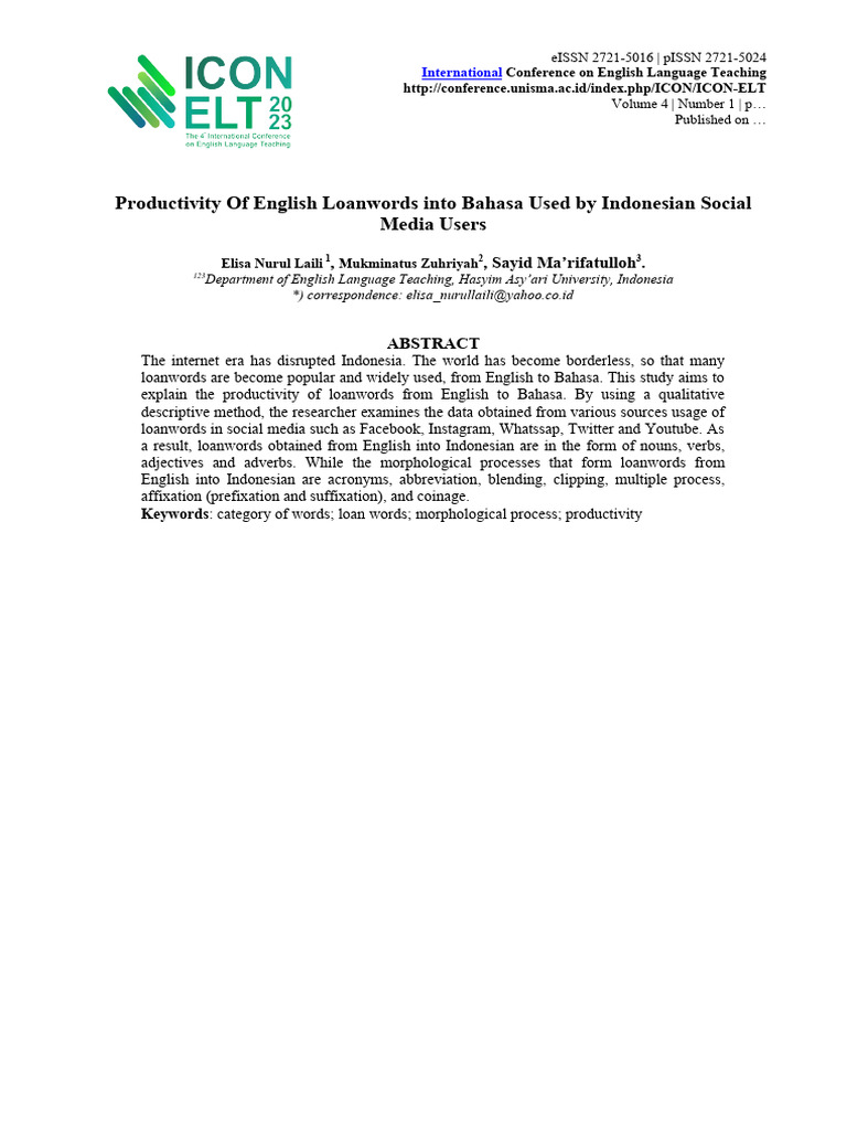 Abstract Elisa ICONELT UNISMA | PDF