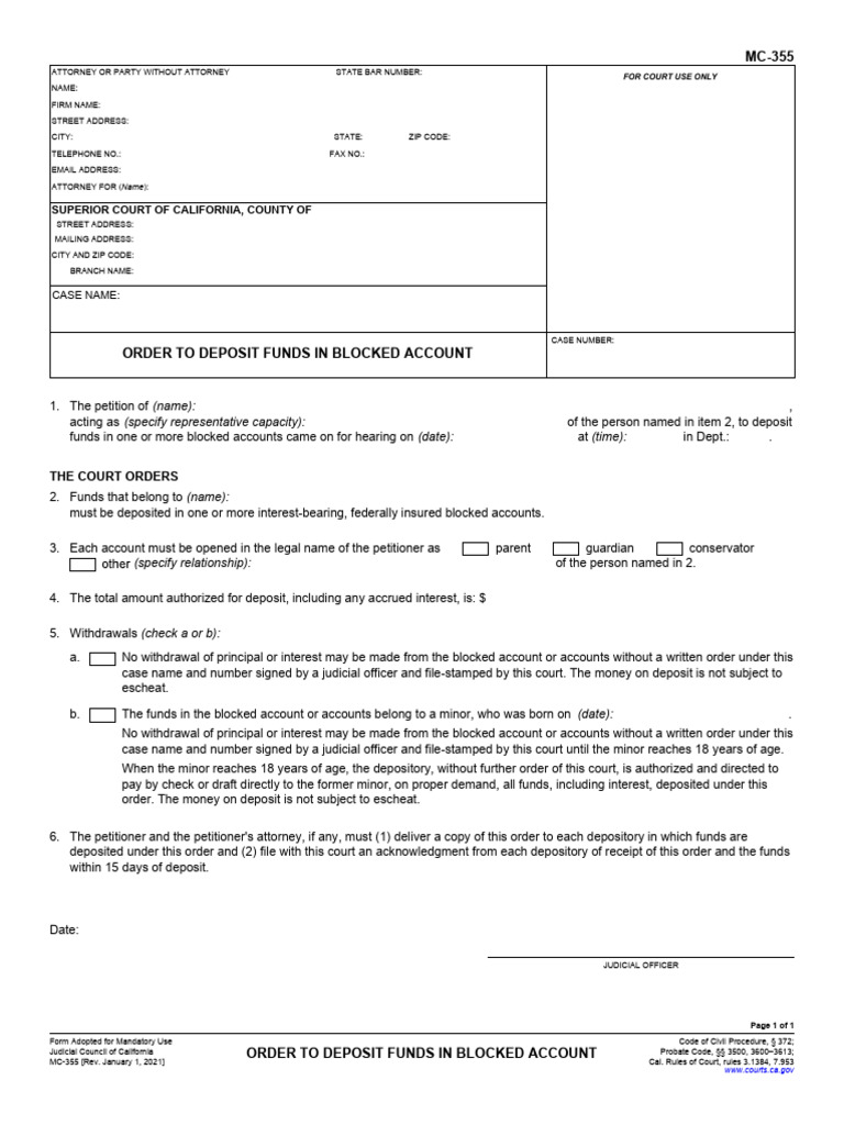 MC355 Order To Deposit Money | PDF