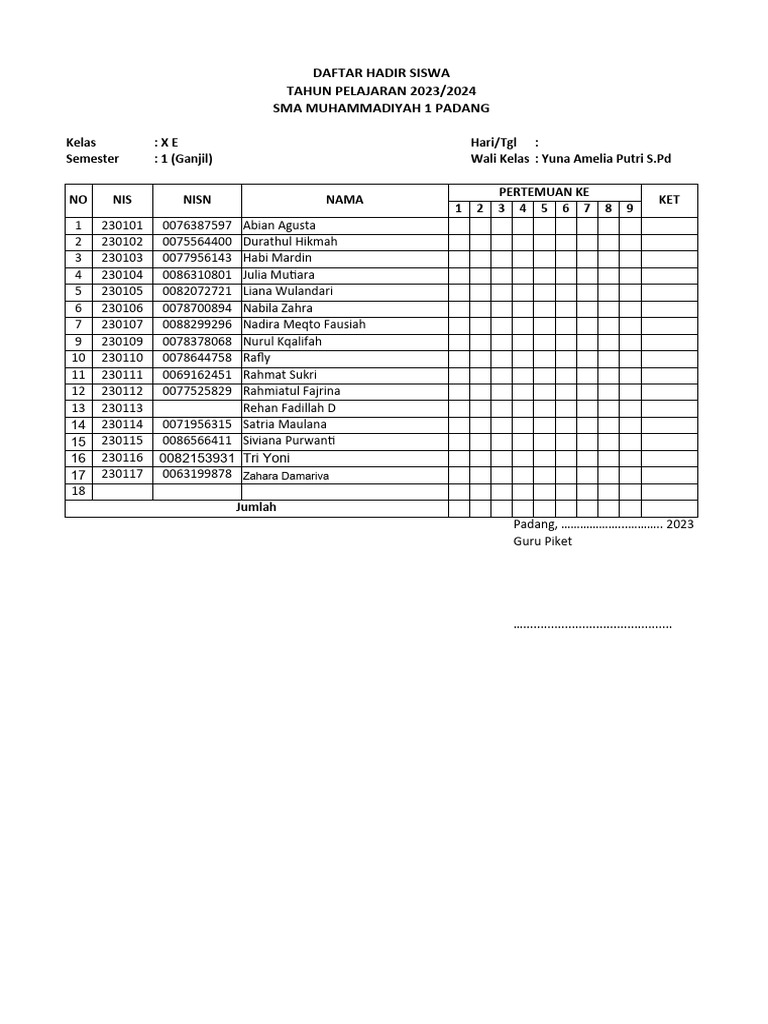 Master Absensi Ok Sip | PDF