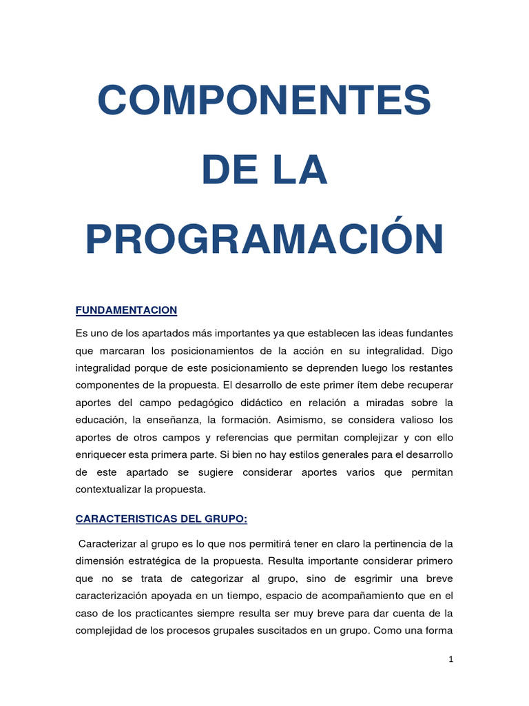 Componentes de La Programación | Descargar gratis PDF | Evaluación ...