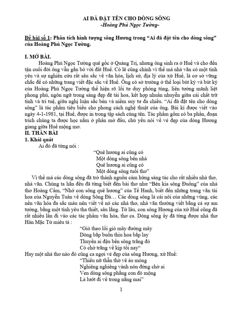 AI ĐÃ ĐẶT TÊN CHO DÒNG SÔNG | PDF