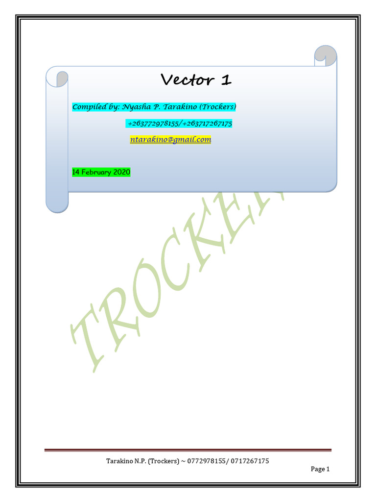 Vector 1 By Trockers Pdf Euclidean Vector Physics