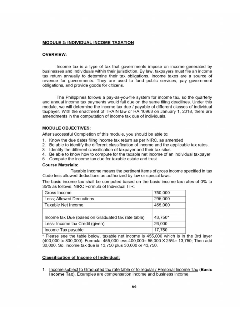 Acco 20133 Income Taxation Module 3 | PDF