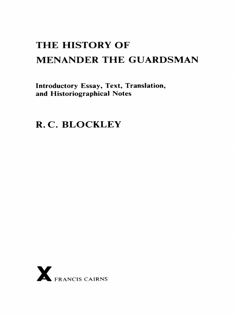 1985 The History of Menander The Guardsman - Introductory Essay Text ...