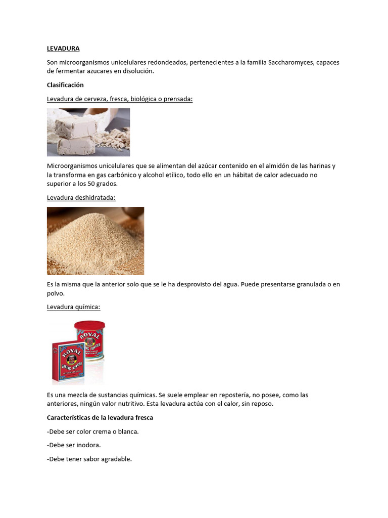 Levadura Pdf Levadura Panes