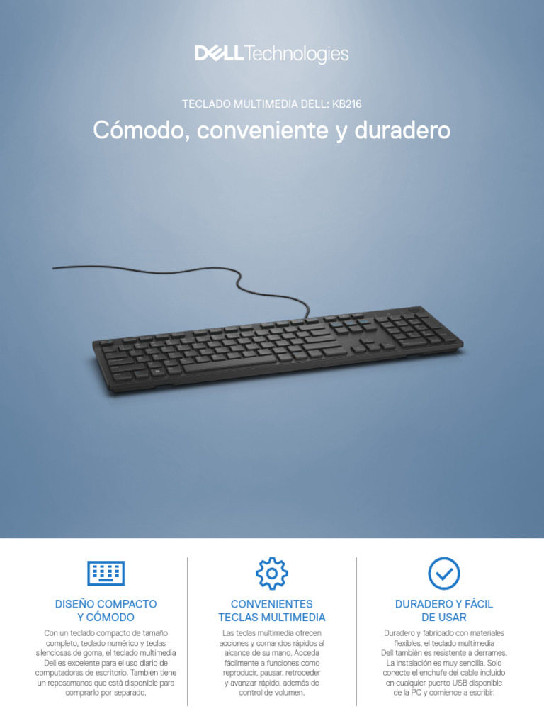 Dell Multimedia Keyboard Kb216 Data Sheet | PDF | Teclado | Dell