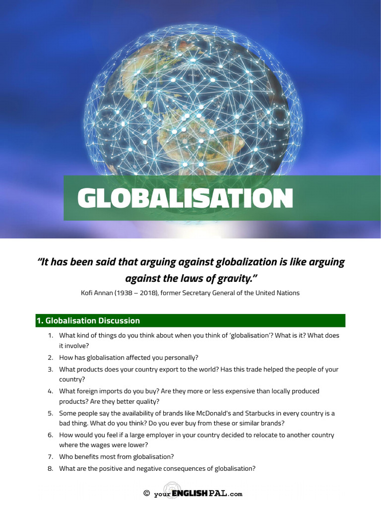 Your English Pal ESL Lesson Plan Globalisation Student v2 | PDF ...