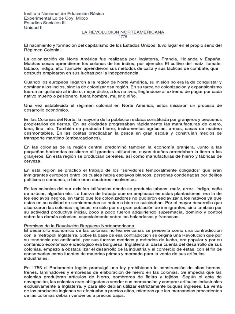 Revolución Usa | PDF | Declaración de independencia de los Estados ...