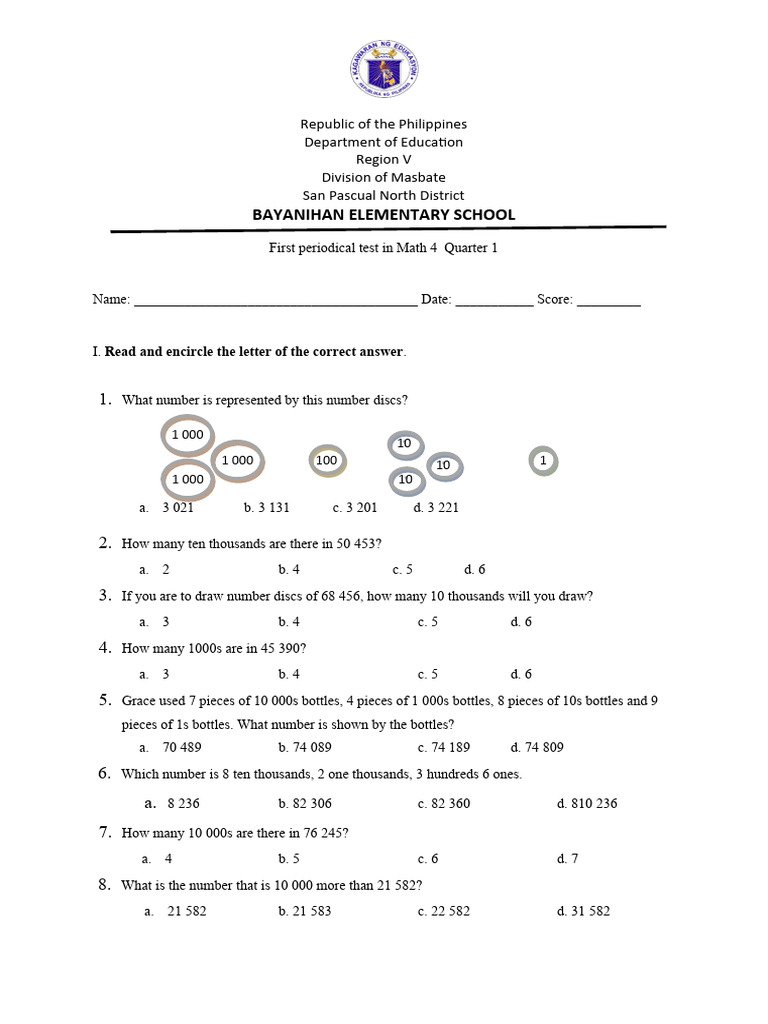 Periodical Test q1 Math | PDF