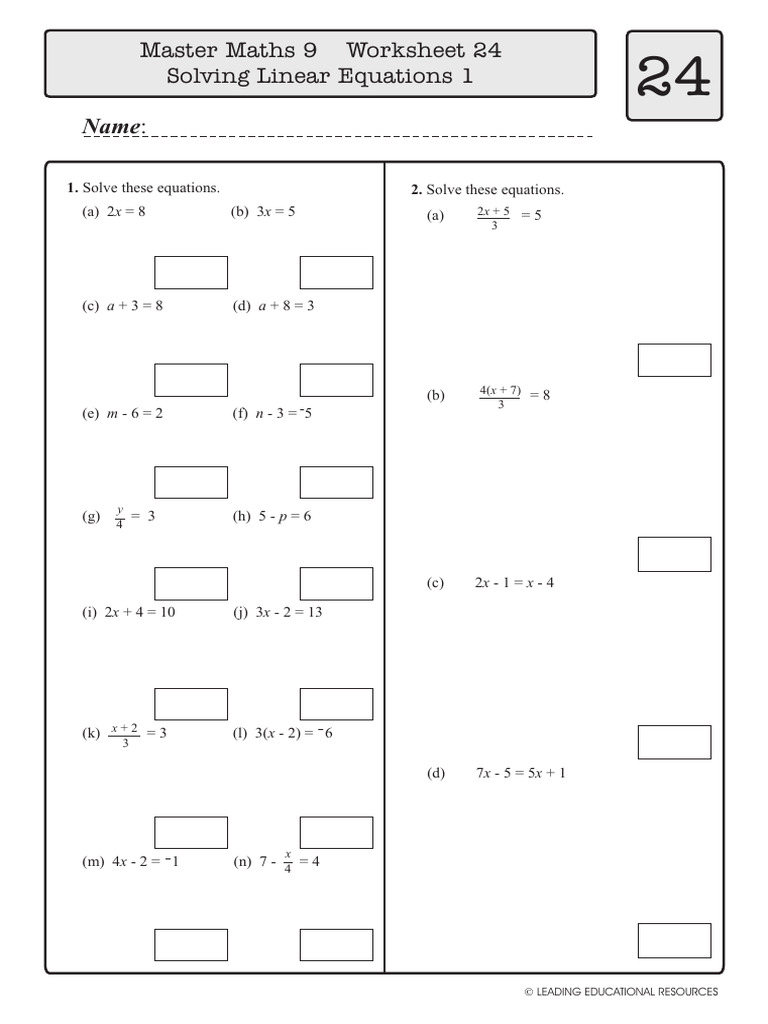 Solving Linear Equations 1 Pdf