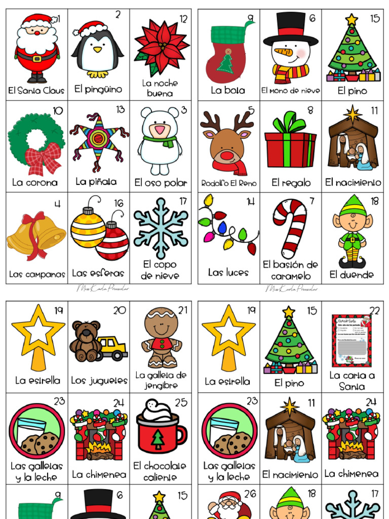 Lotería Navideña Recopilado Por Materiales Educativos para Maestras | PDF
