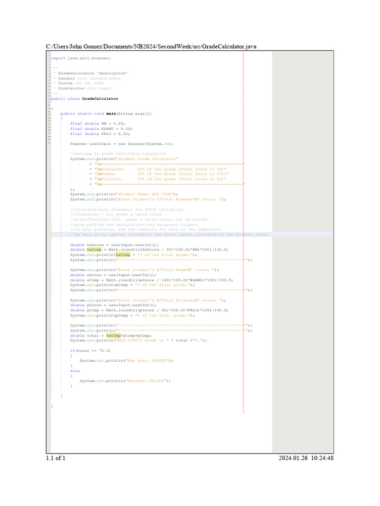 Grade Calculator | PDF | Computer Programming | Computing Grade Calculator | PDF | Computer Programming | Computing