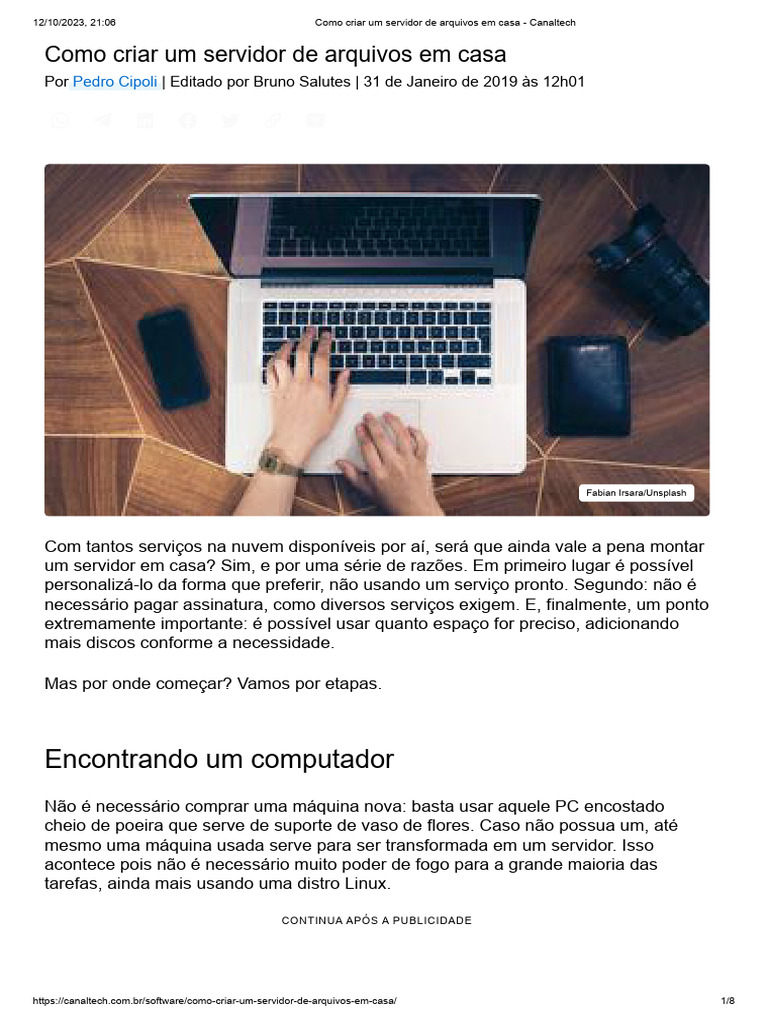 Como Criar Um Servidor de Arquivos em Casa - Canaltech | PDF | Servidor (informática ...
