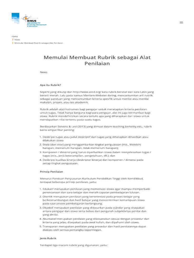 Rubrik Penilaian | PDF