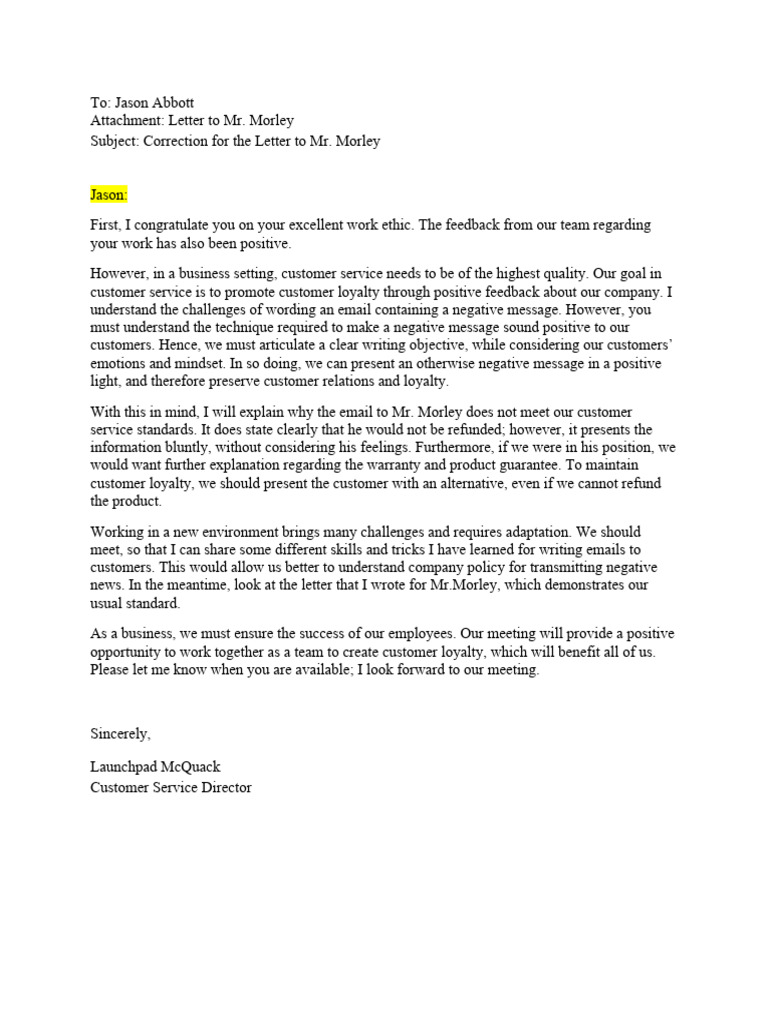 Writing Negative Letters With Positive Emphasis | PDF | Human Communication