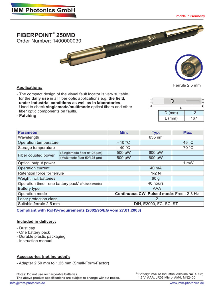 Fiberpoint 250MD | Download Free PDF | Optical Fiber | Laser