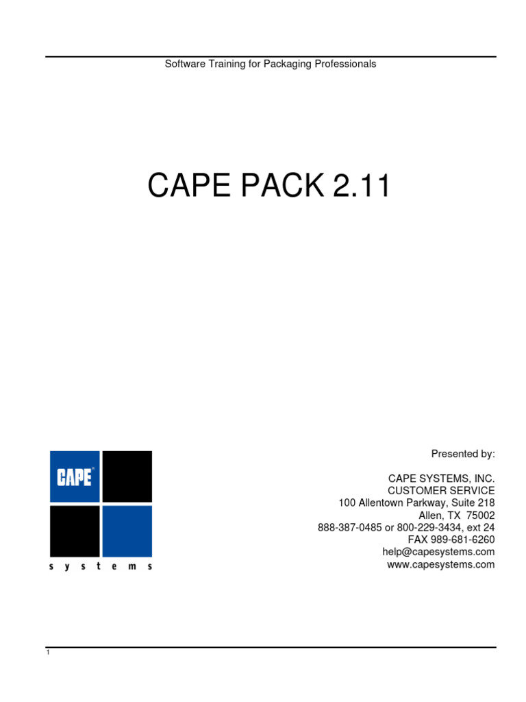 CAPE PACK 2.11 User Guide | PDF | Computer Program | Programming