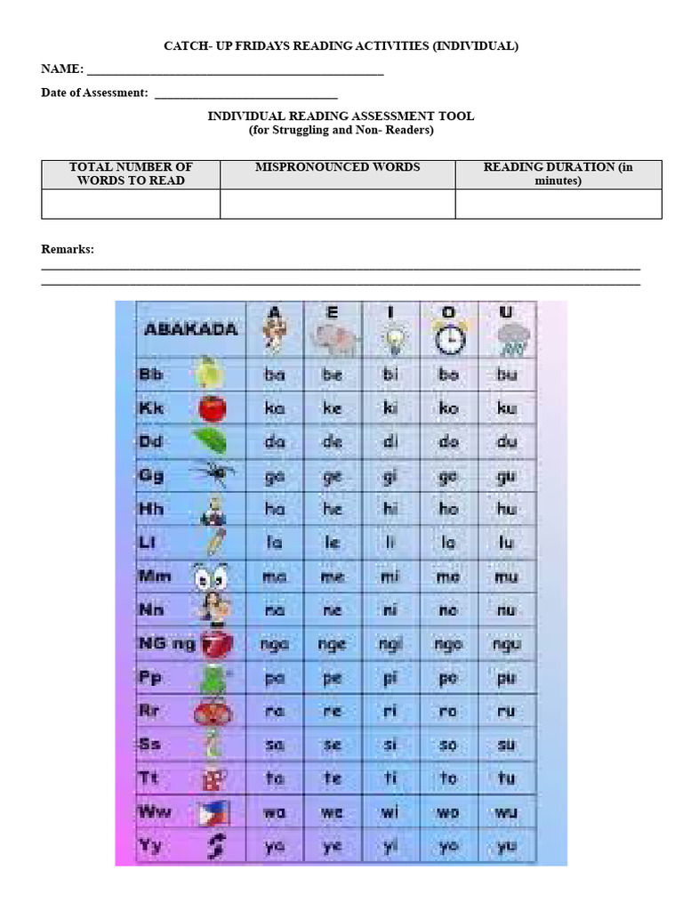 Individual Reading - Filipino (CVC) | PDF