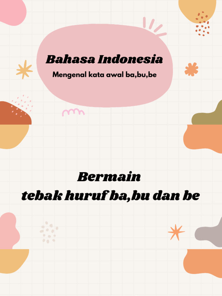 Kata Awal Huruf Ba, Bu, Be dalam Bahasa | PDF