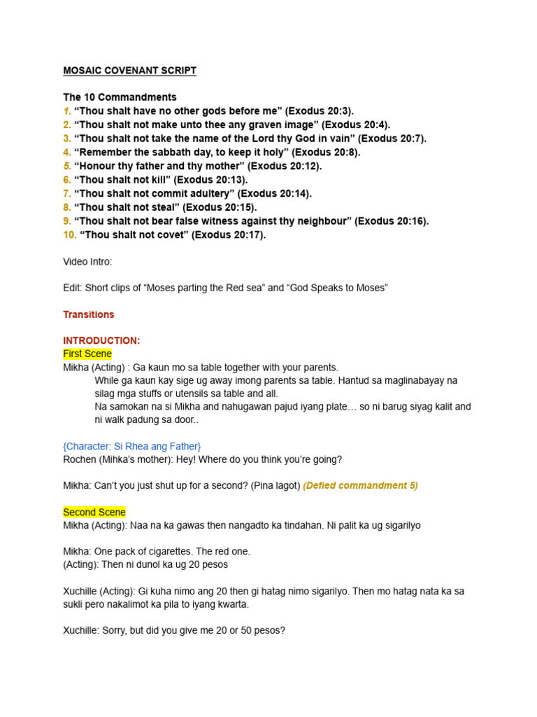 Mosaic Covenant | PDF | Ten Commandments | Book Of Exodus
