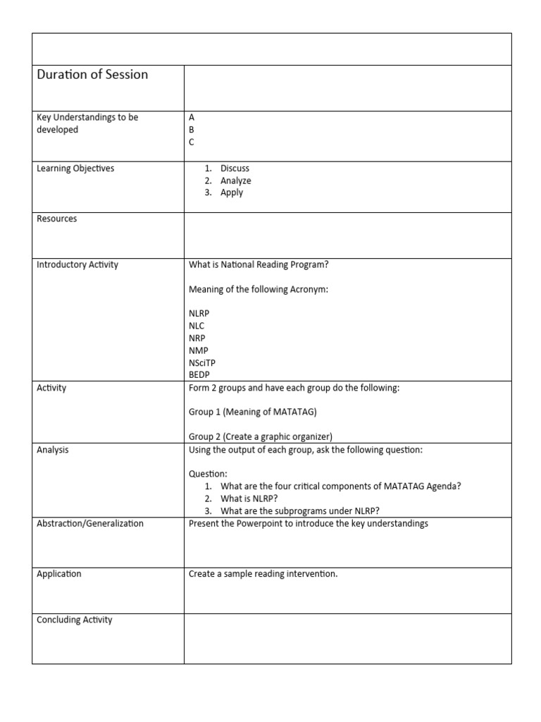 Session Guide (National Reading Program) | PDF | Career & Growth