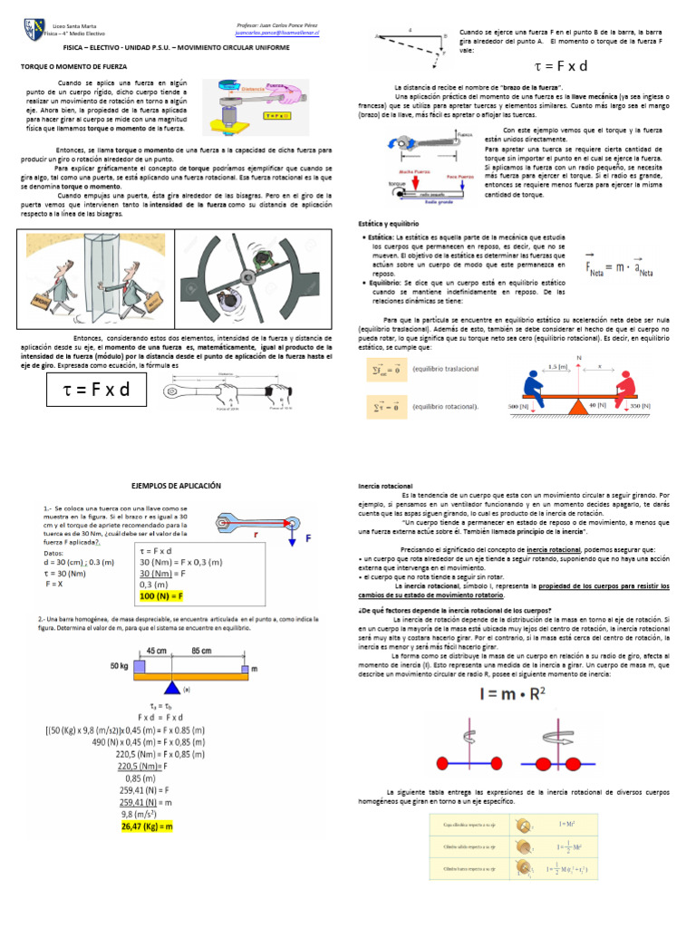 Mecánica - Torque | PDF | Esfuerzo de torsión | Rotación