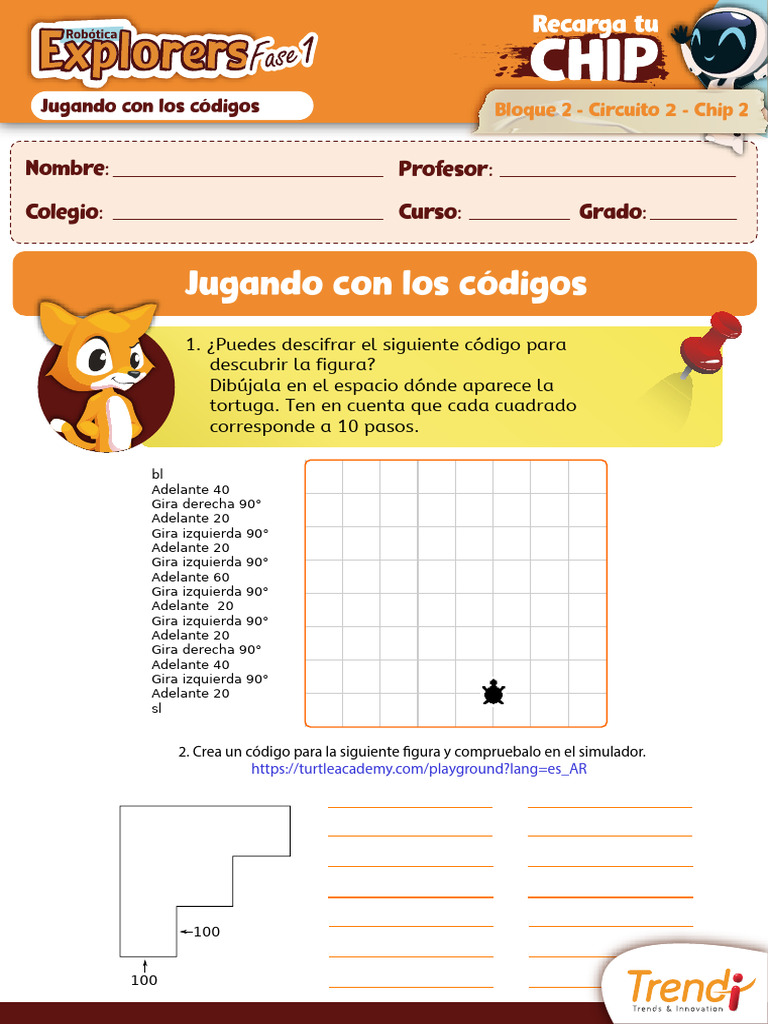 Jugando Con Los Códigos: Nombre: Colegio: Curso: Grado: Profesor | PDF