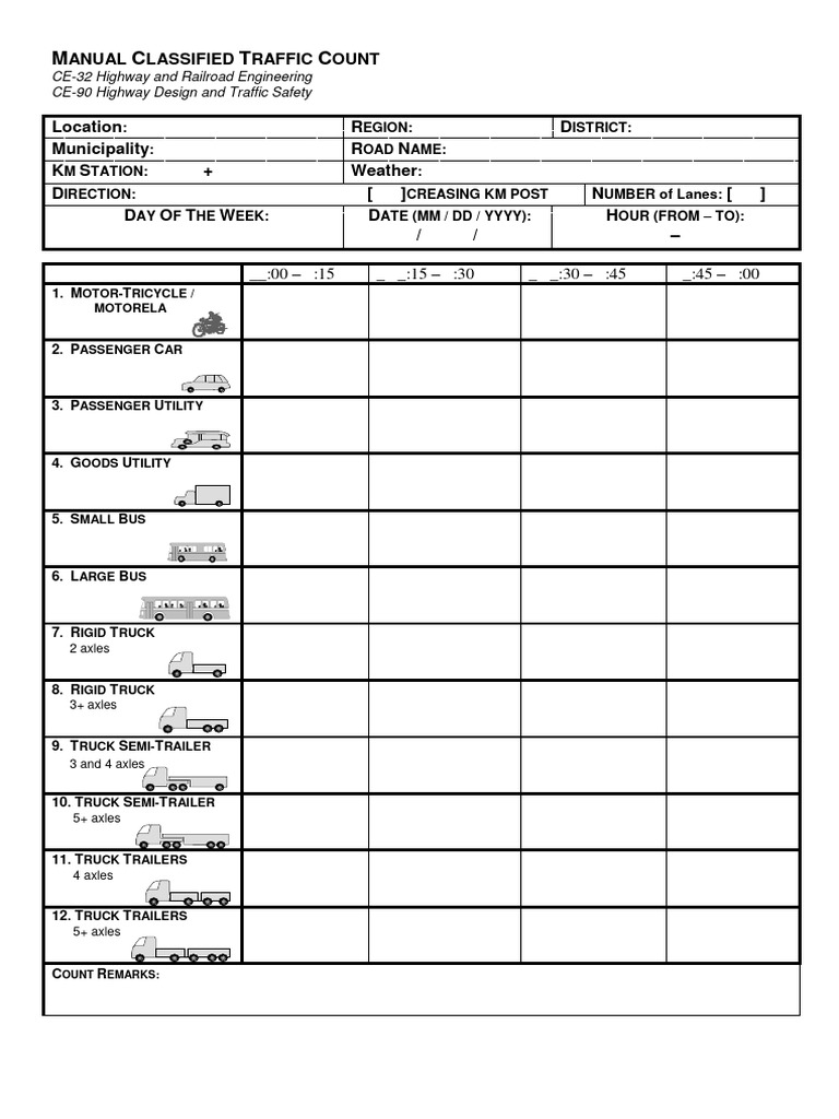 Manual Traffic Count | PDF