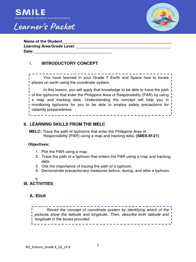 SLP - Science - Grade 8 - Q2 - LP 8 | PDF | Typhoon | Tropical Cyclones